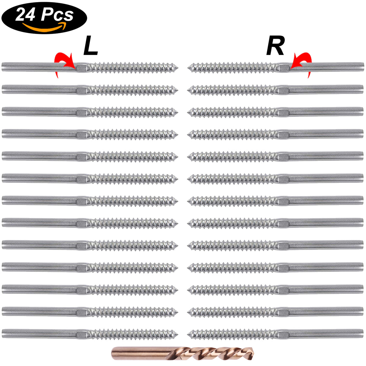 12 Pairs Stainless Steel Right&Left Handed Thread Swage Lag Screws ...